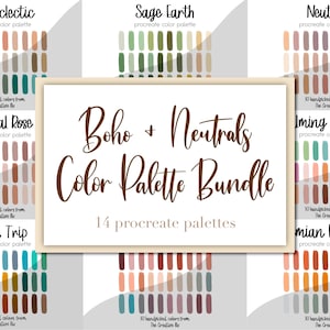 Boho & Neutrals Color Palette Bundle for Procreate, 420 Colors ...