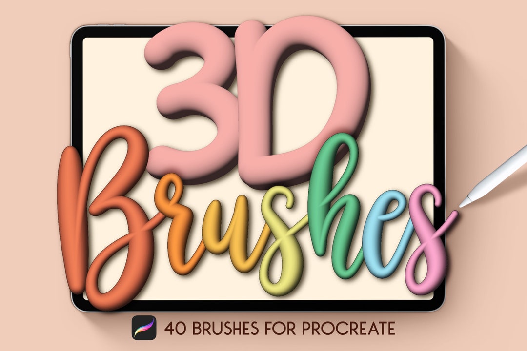 3D Brushes for Procreate, Digital Brush, Instant Download, Lettering ...