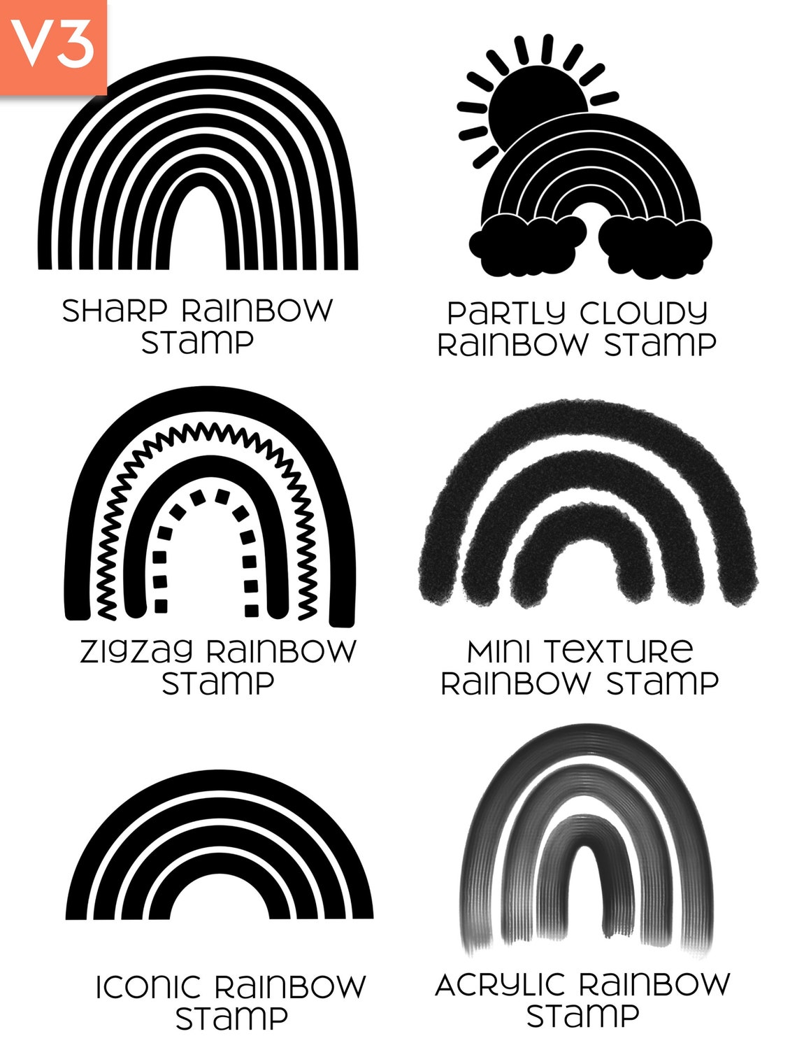 Rainbow Stamp Brush Bundle 24 Stamps Procreate Brushes - Etsy