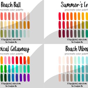 Summertime Color Palette Bundle for Procreate, 420 Colors, Swatches ...