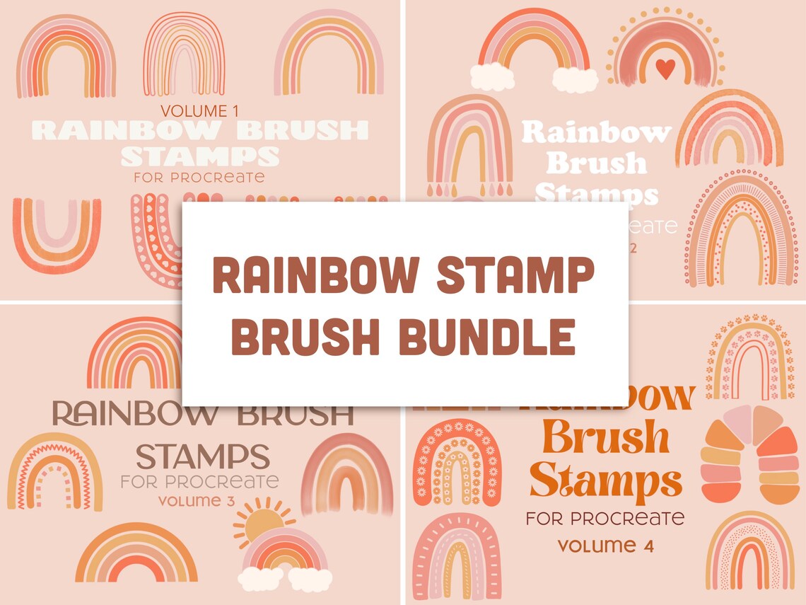 Rainbow Stamp Brush Bundle 24 Stamps Procreate Brushes | Etsy