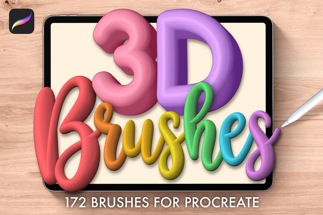 3D Brushes for Procreate, Digital Brush, Instant Download, Lettering ...