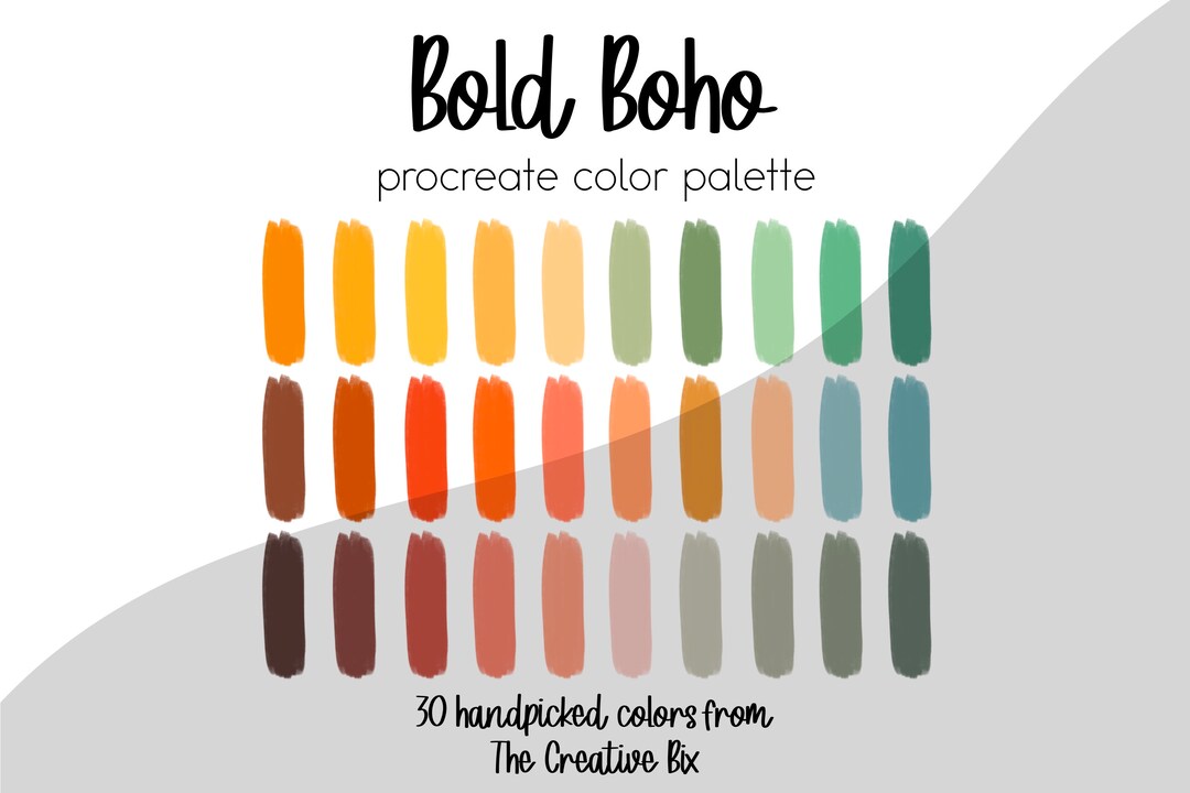 Bold Boho Palette, 30 Colors, Color Palette, Procreate, Instant ...