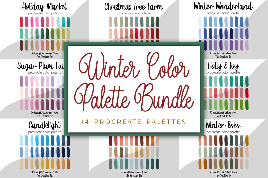 Winter Color Palette Bundle for Procreate, 420 Colors, Swatches ...