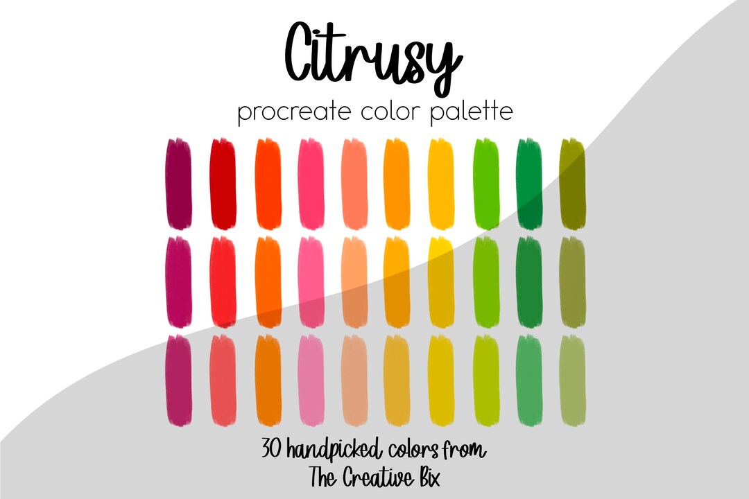 Citrusy Procreate Palette, 30 Colors, Color Palette, Procreate, Instant ...