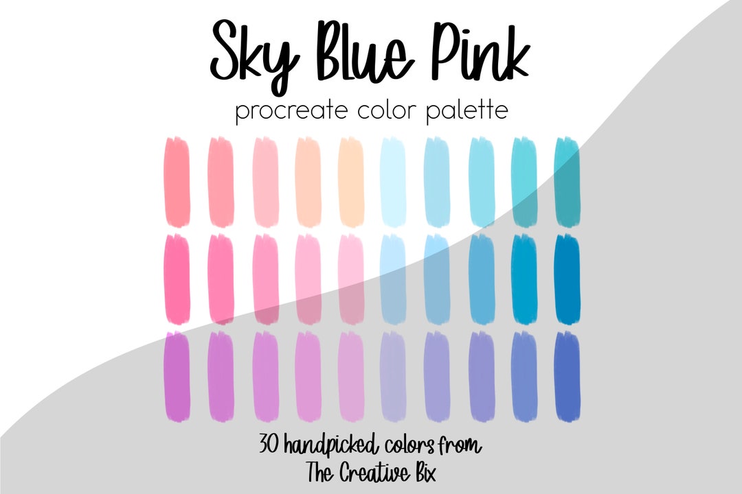 Sky Blue Pink Procreate Palette, 30 Colors, Color Palette, Procreate ...