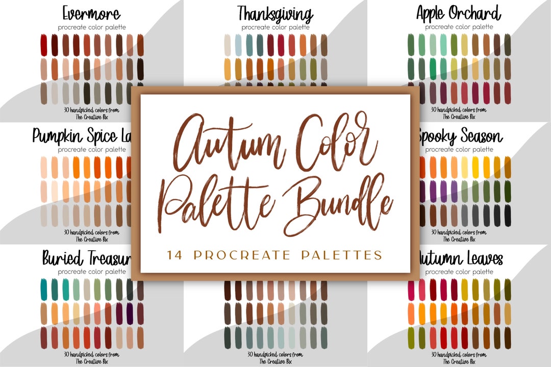 Autumn Color Palette Bundle for Procreate, 420 Colors, Swatches ...