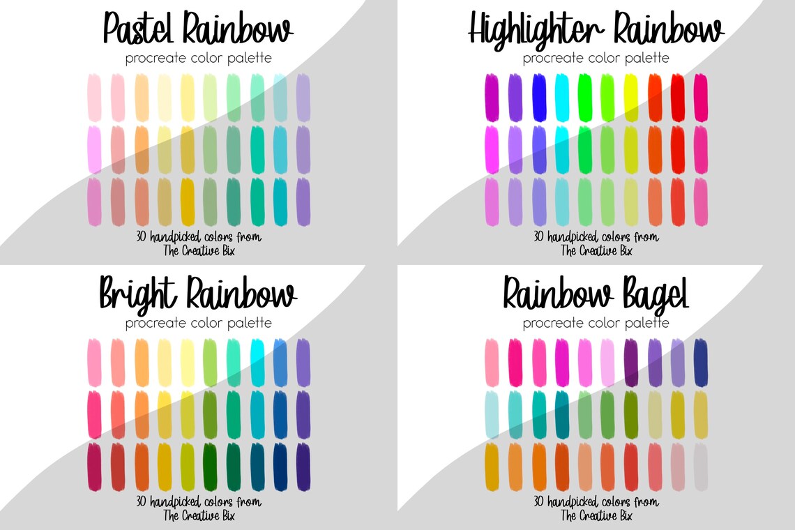 Rainbow Procreate Palette Bundle 300 Colors Color Palette - Etsy