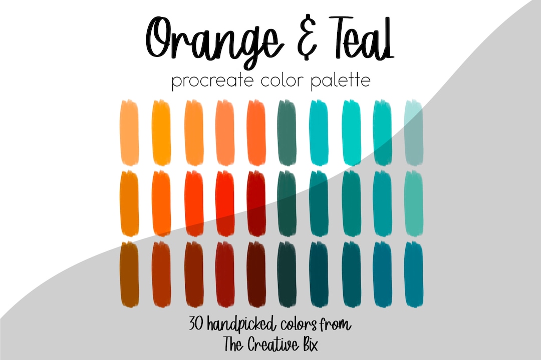 Orange and Teal Procreate Palette, 30 Colors, Color Palette, Procreate, Instant Download ...