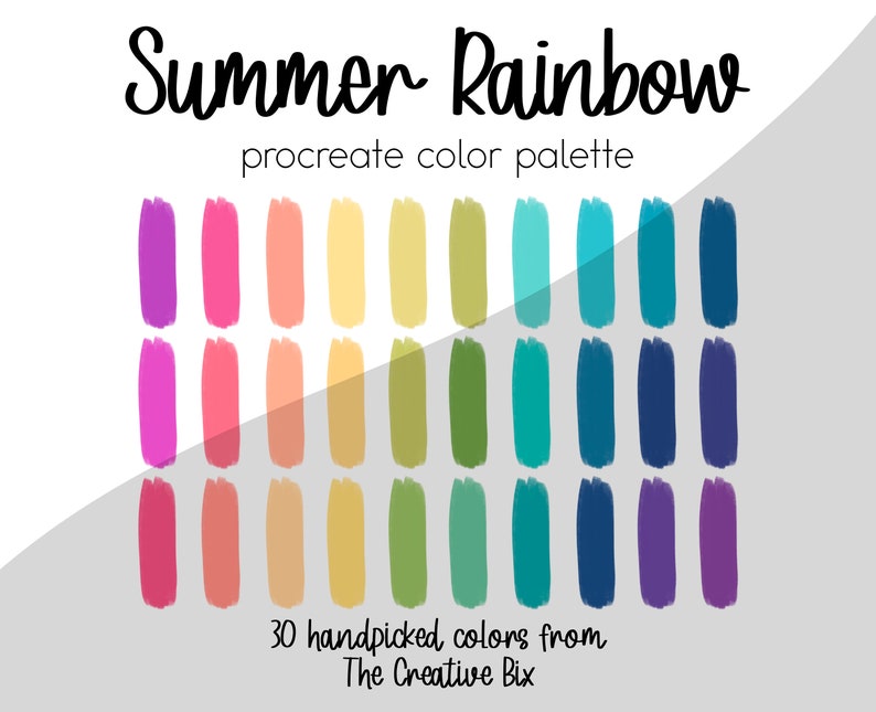 Summer Rainbow Procreate Palette 30 Colors Color Palette | Etsy