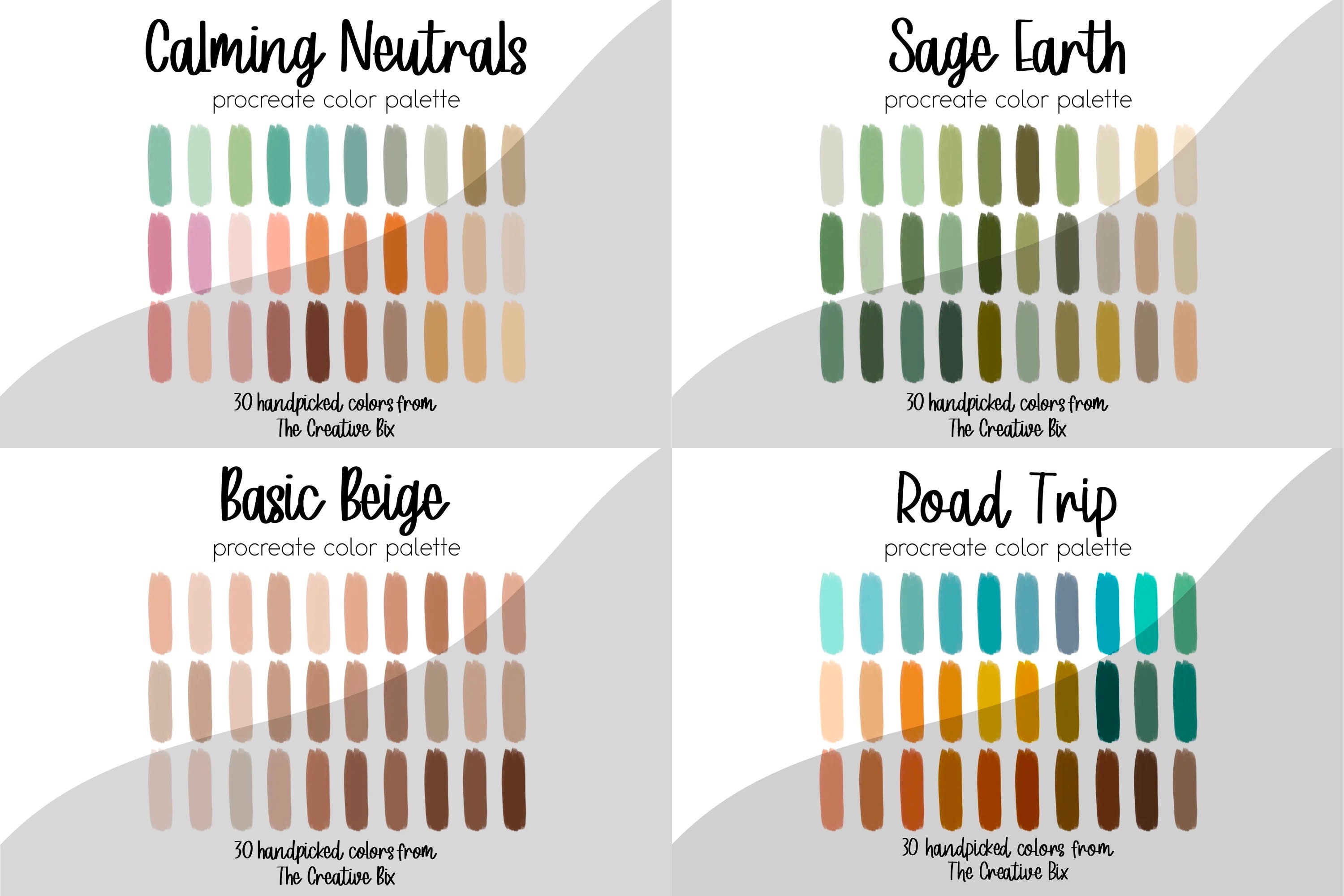 Boho & Neutrals Color Palette Bundle for Procreate, 420 Colors ...