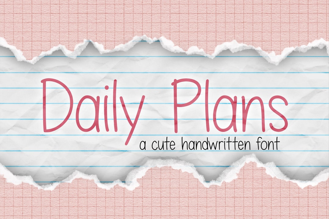 Daily Plans Font, Hand Drawn Font, Handwritten Font, Instant Download ...