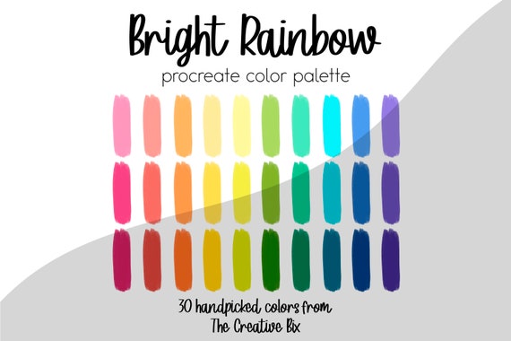 Bright Rainbow Procreate Palette 30 Colors Color Palette - Etsy