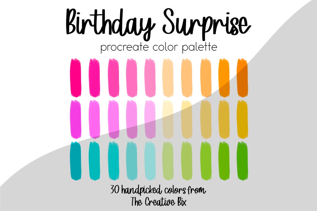 Birthday Surprise Procreate Palette, 30 Colors, Color Palette ...