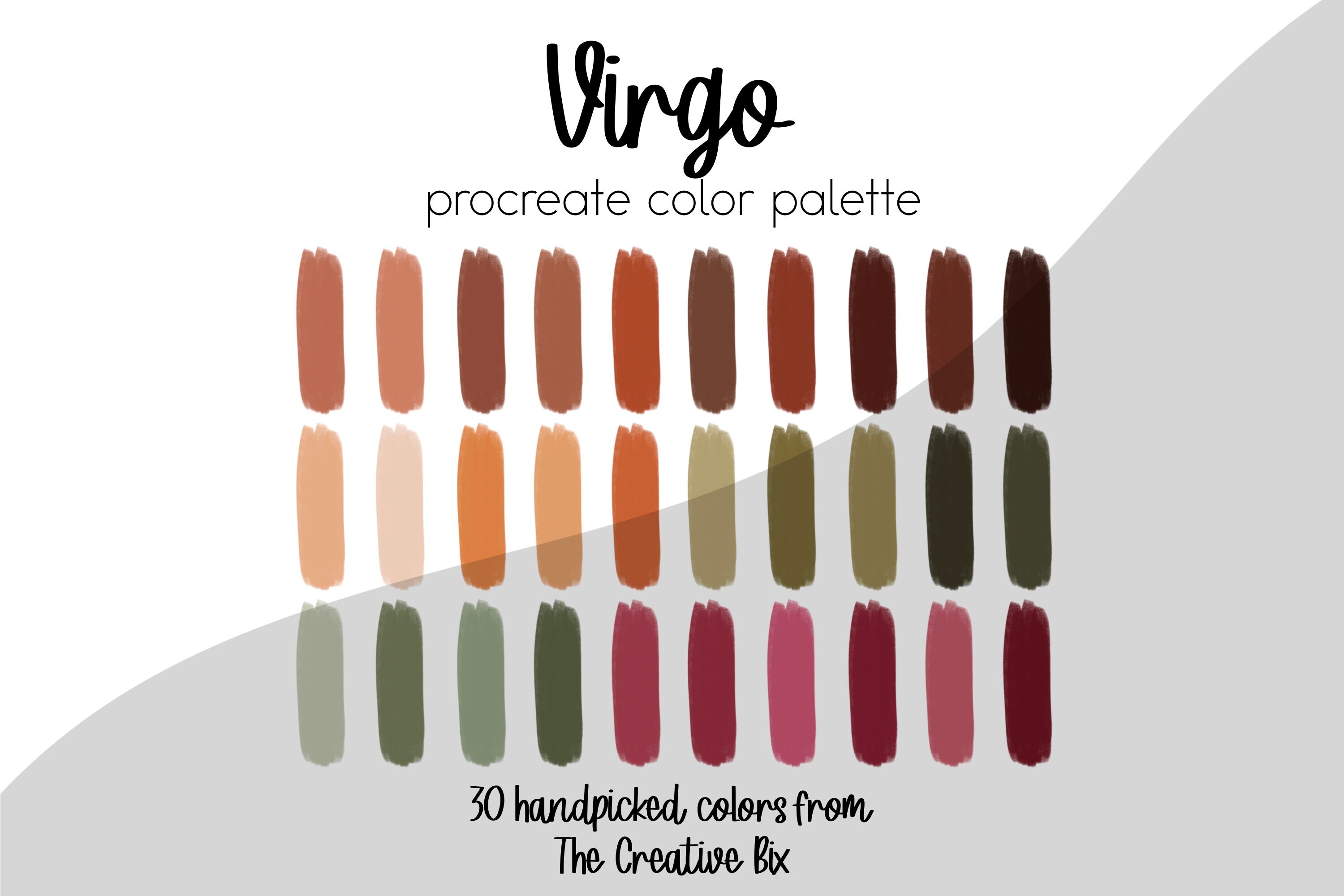 Virgo Zodiac Sign Colour Palette For Procreate 30 Colours swatches Virgo Zodiac Sign Colour Palette For Procreate 30 Colours swatches