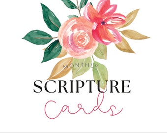 MONTHLY Scripture Card Set Watercolor Illustrated Pack - Etsy