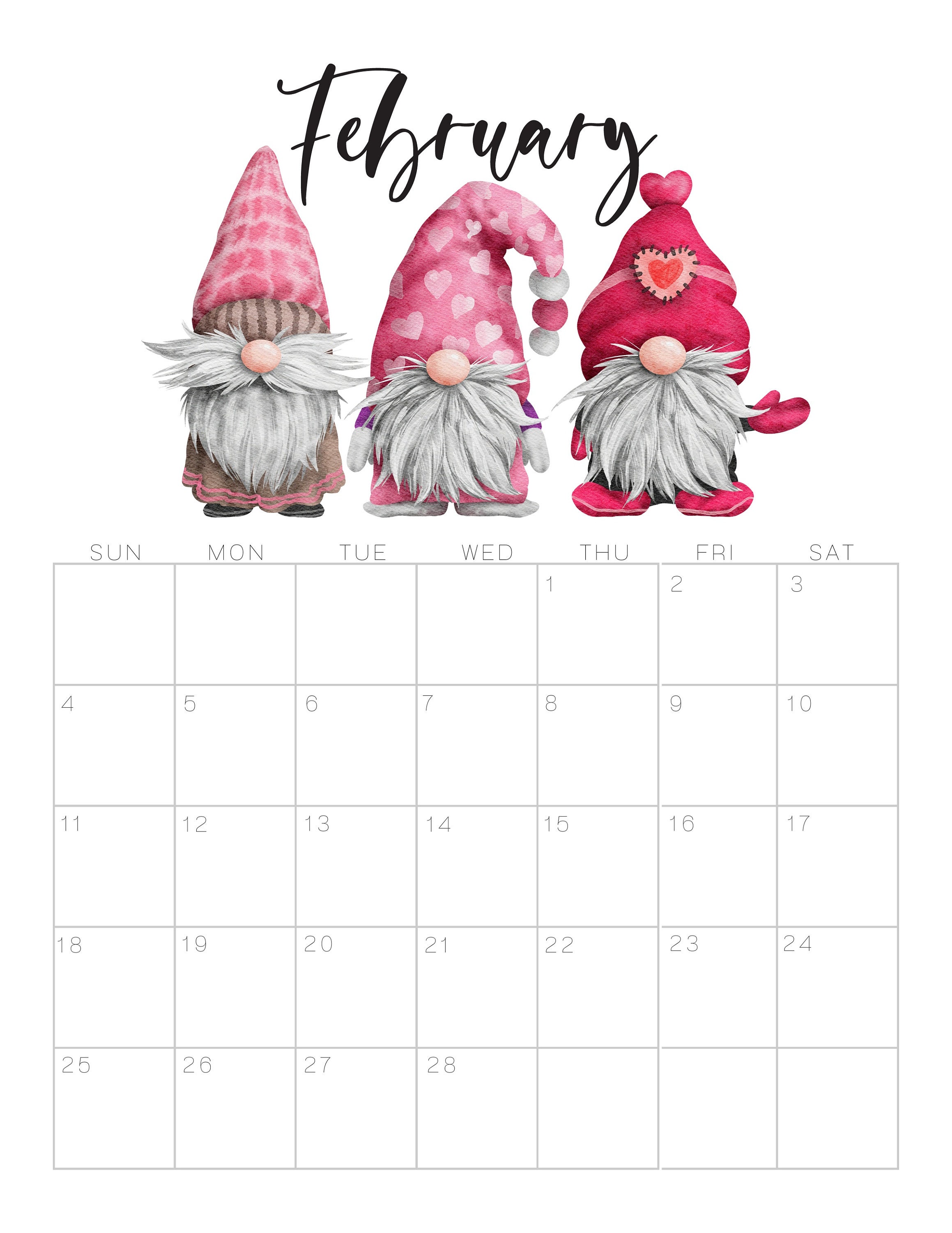 Gnome 12 Month Calendar April 2023 to March 2024 - Etsy