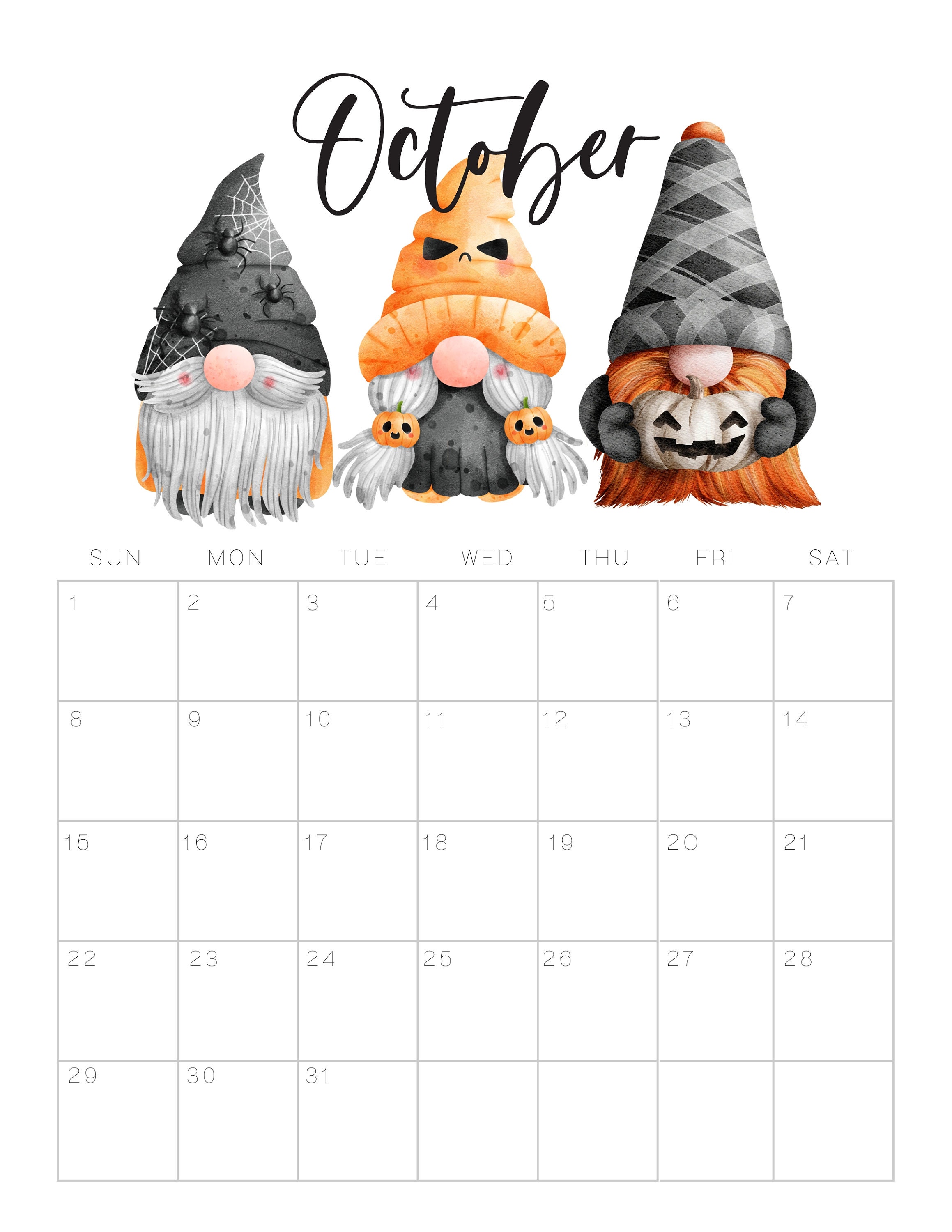 Gnome 12 Month Calendar April 2023 to March 2024 - Etsy