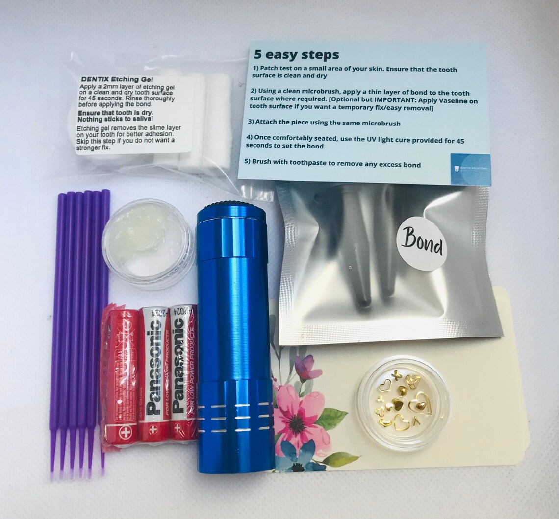 Gold Heart Set Tooth Gems DIY 18k Gold Plated Hearts and - Etsy