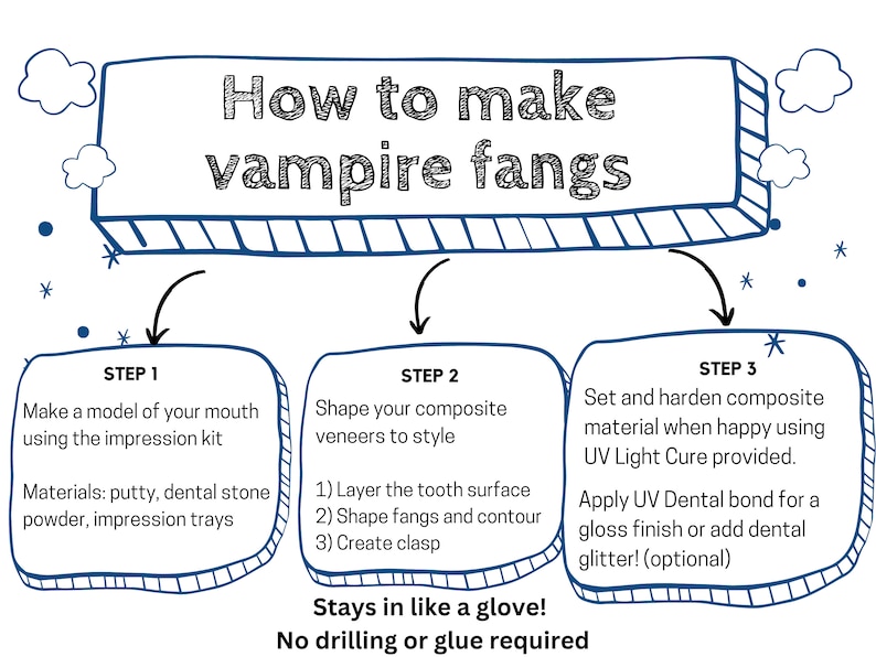 DIY Custom Fangs Vampire Veneers Grillz Canine/eye Tooth Removable ...