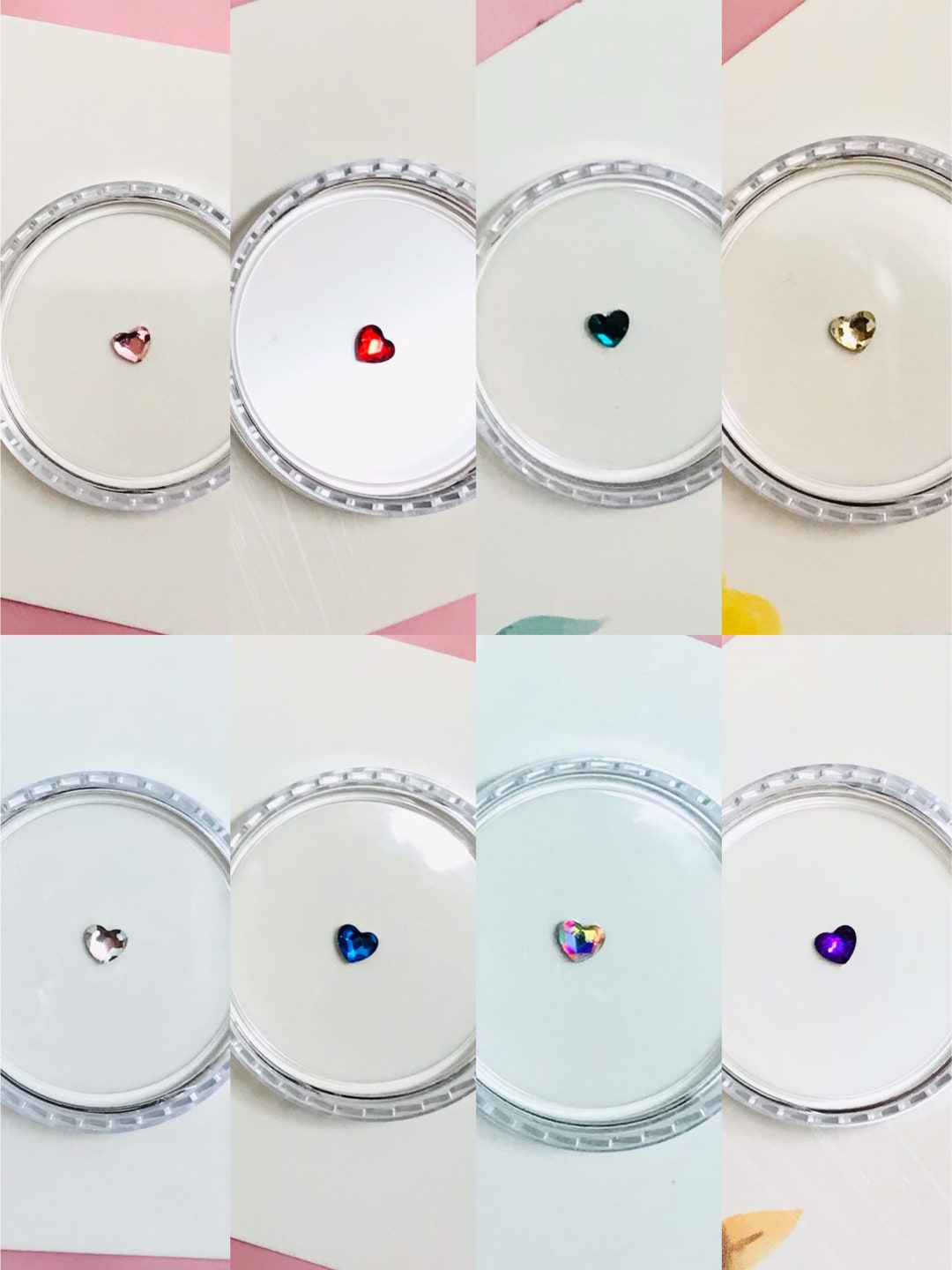 Swarovski Crystal Colored Heart Tooth Gems 3mm Sparkly and Beautiful 8 ...
