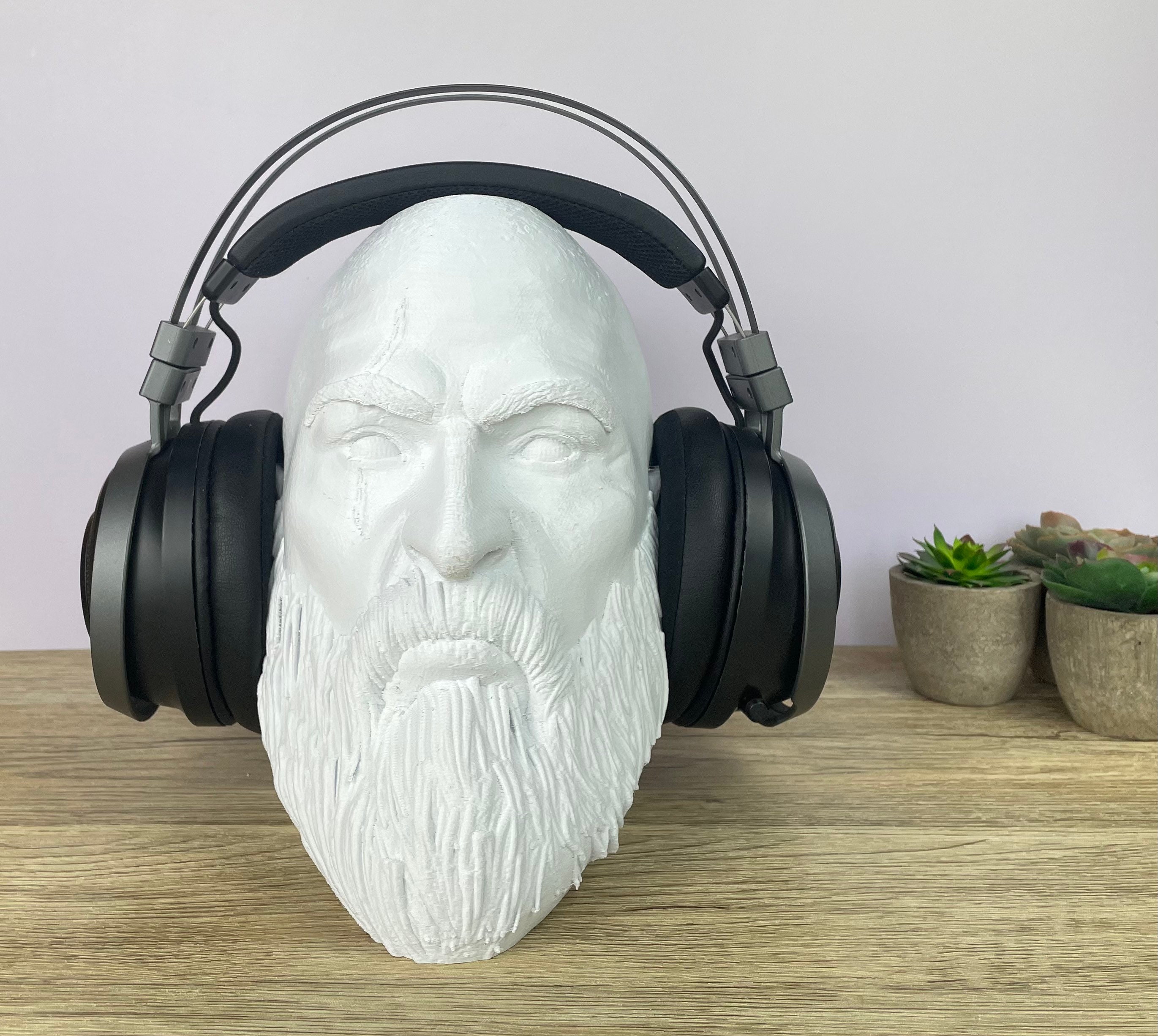Kratos God of War Headphone Stand - 3D Printed - Paintable Bust - Home ...