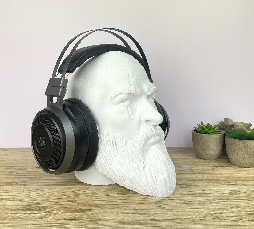 Kratos God of War Headphone Stand - 3D Printed - Paintable Bust - Home ...