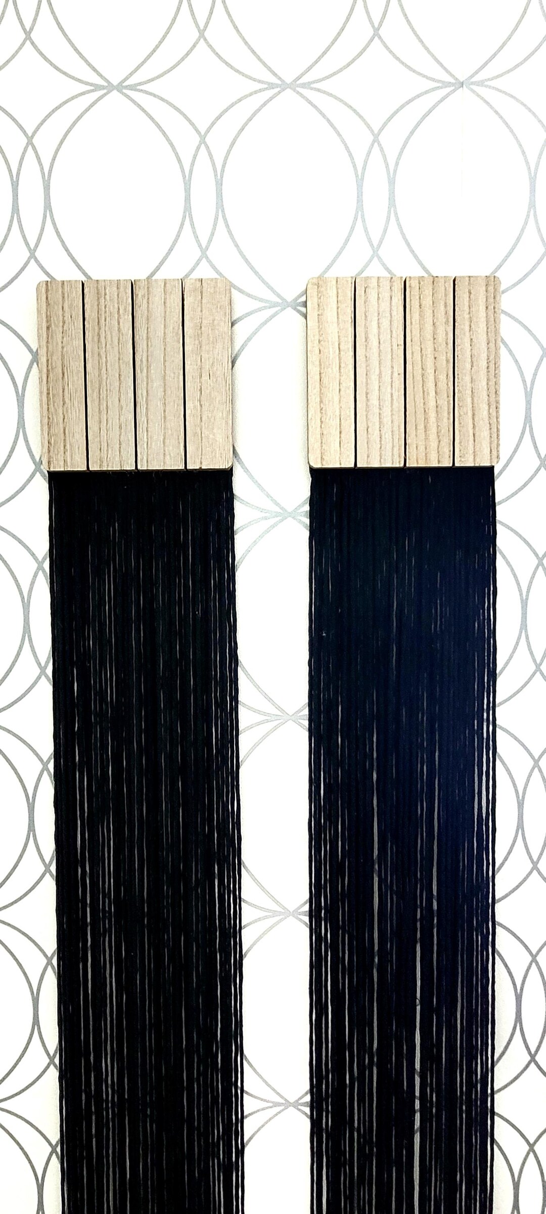 Wood Tiles Black Rope Macramé Hanging - 2 Pieces - Etsy