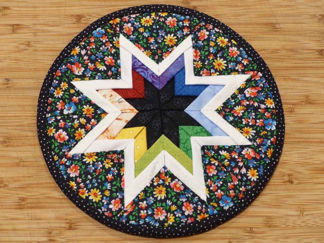 Folded Star Pot Holder - Rainbow Floral - Etsy