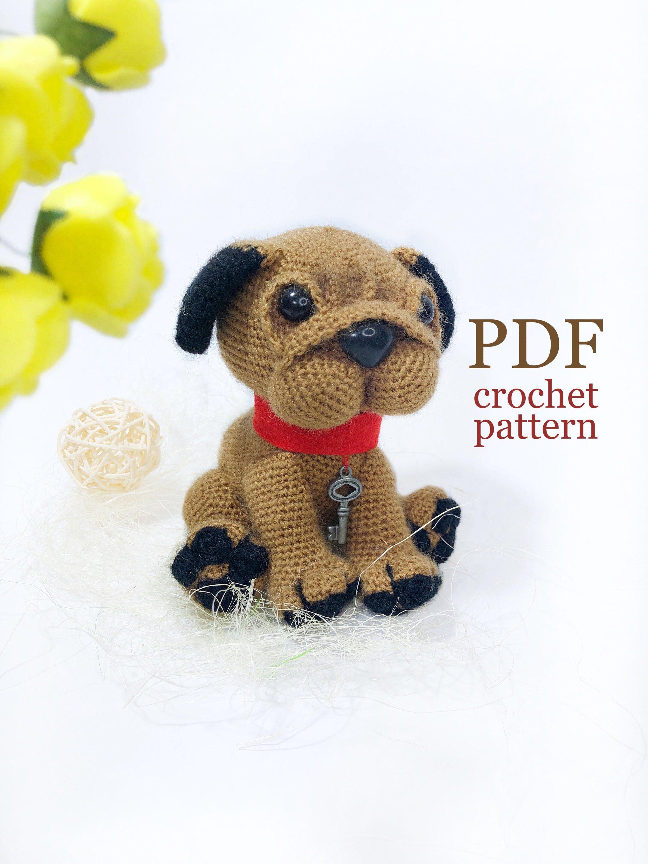 Pattern Pug Crocheted Amigurumi Crochet Pattern Crochet - Etsy
