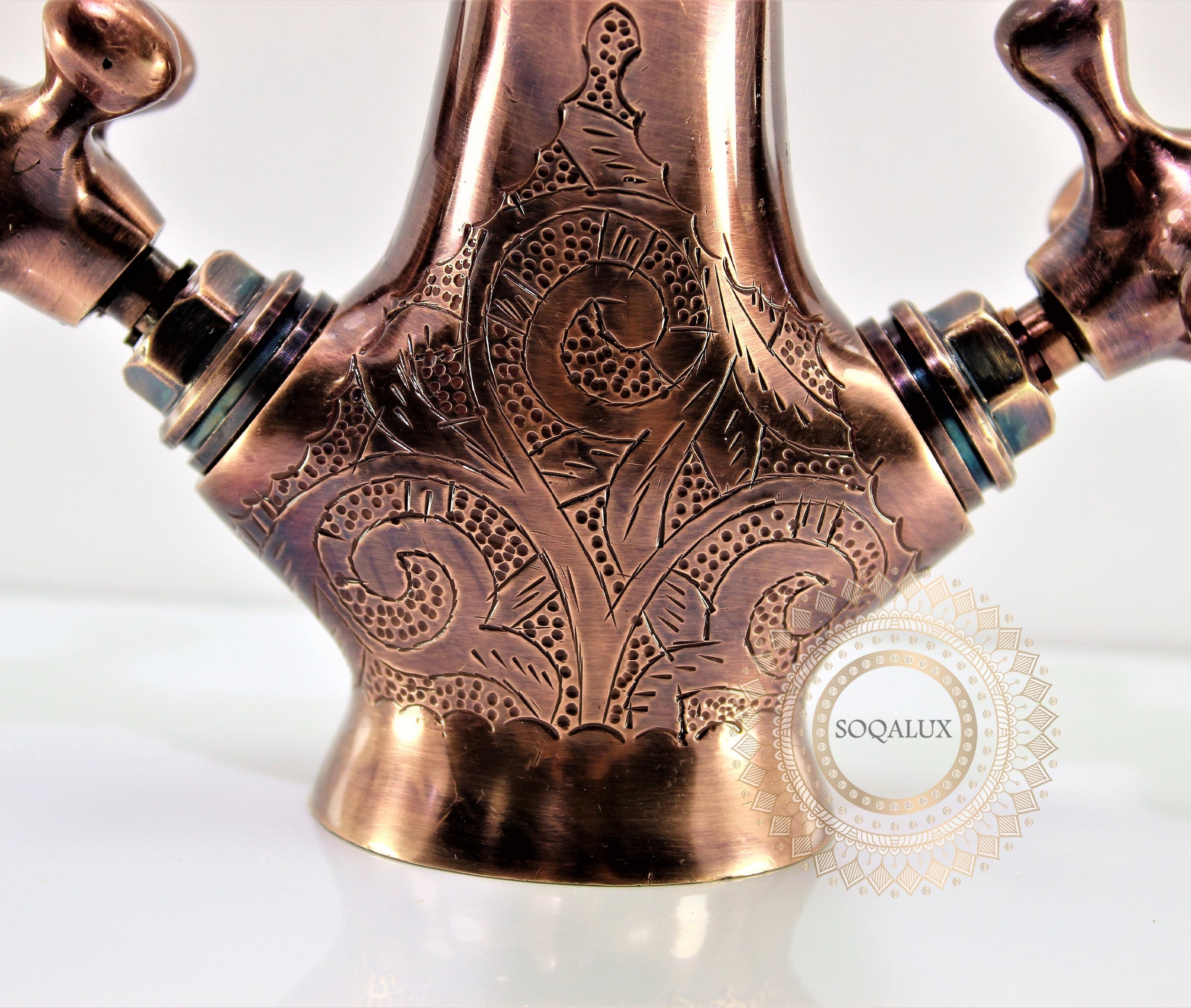 Red patina copper Faucet centerset faucet Hand Carved | Etsy