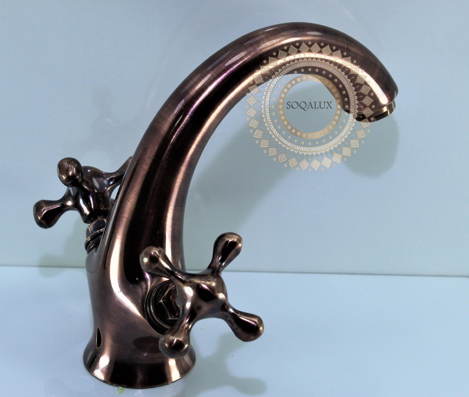 Red patina copper Faucet centerset faucet Hand Carved | Etsy