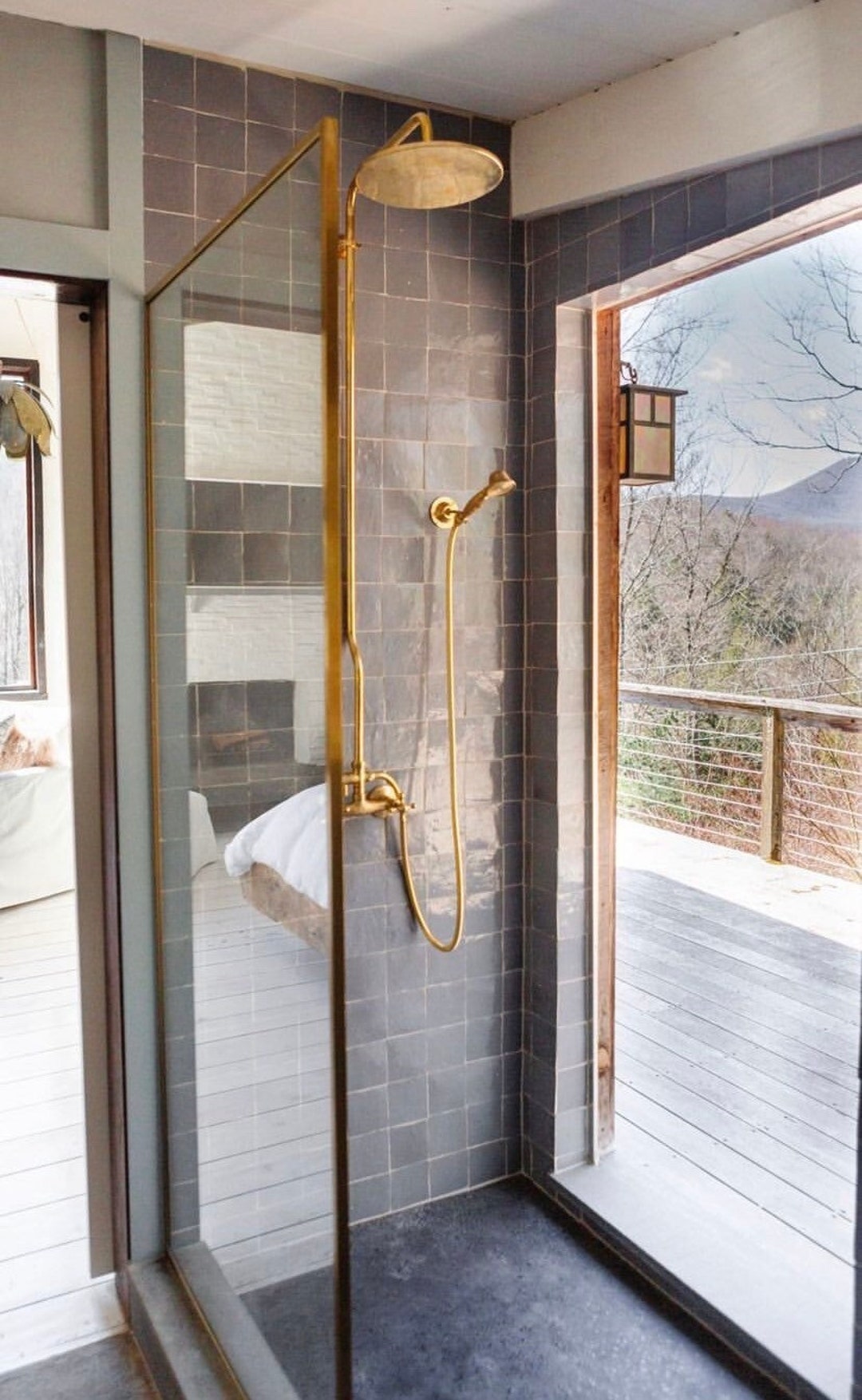 Unlacquered Solid Brass Shower System With Handheld and Vintage Head ...