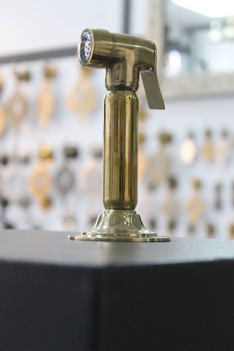 Unlacquered Brass Kitchen Sprayer Handmade Sprayer With High - Etsy