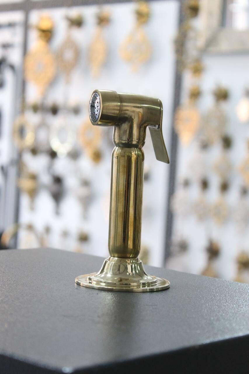Unlacquered Brass Kitchen Sprayer Handmade Sprayer With High - Etsy