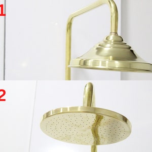 Unlacquered Solid Brass Shower System With Handheld and Vintage Head ...