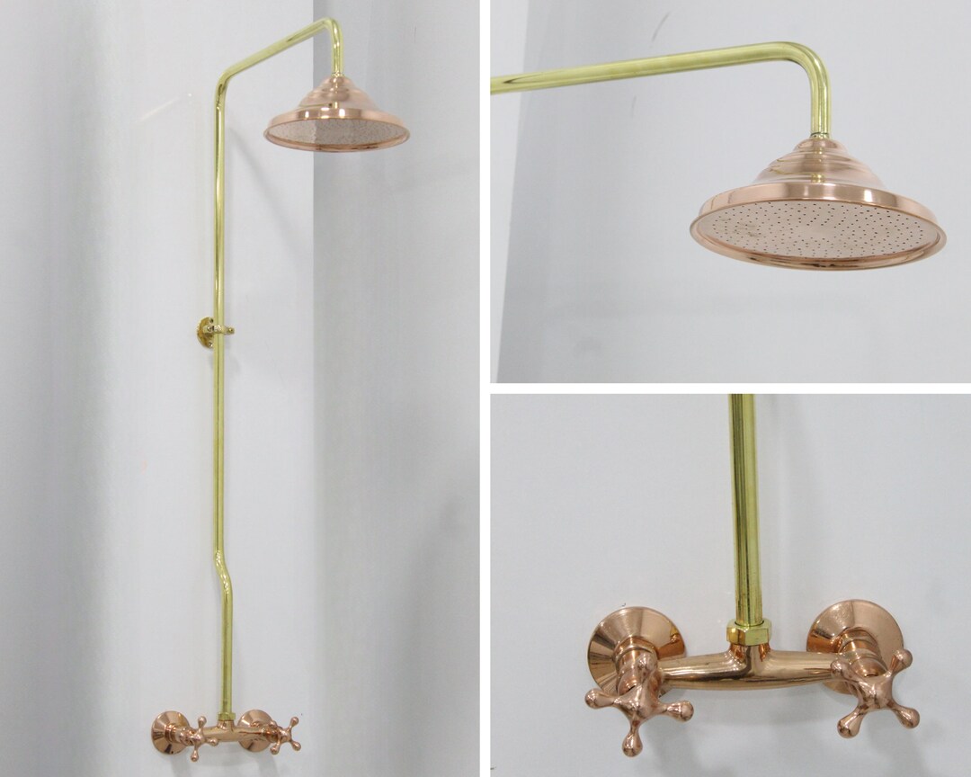 Unlacquered Brass and Copper Shower System High Pressure, Copper Pipe ...