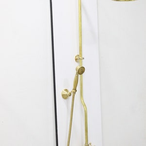 Unlacquered Solid Brass Shower System With Handheld and Vintage Head ...