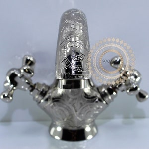 Embossed Silver Faucet , Centerset Faucet Hand Carved Faucet Antique ...