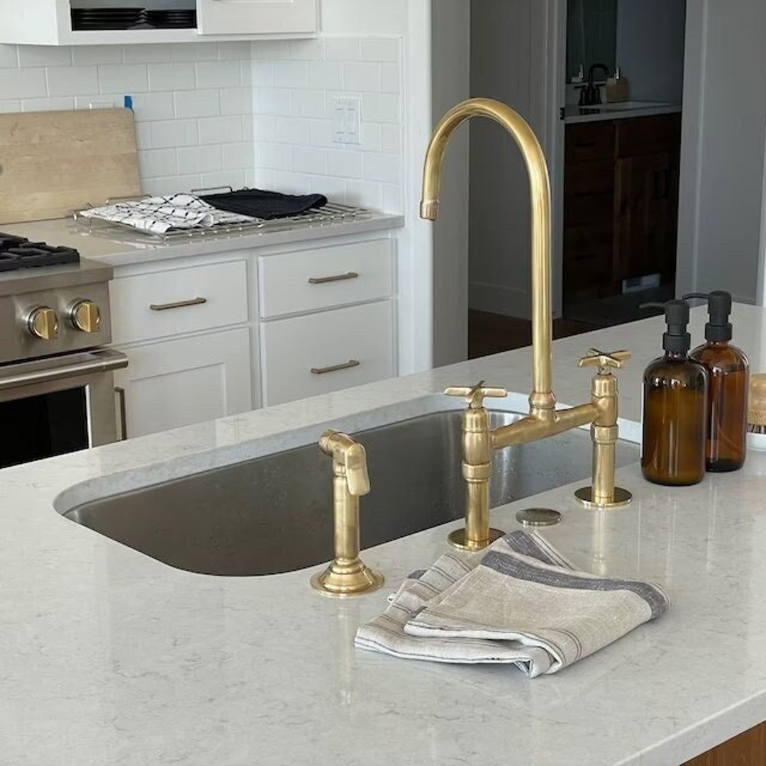 Unlacquered Solid Brass Kitchen Faucet, Kitchen Sink, Sink Faucet ...