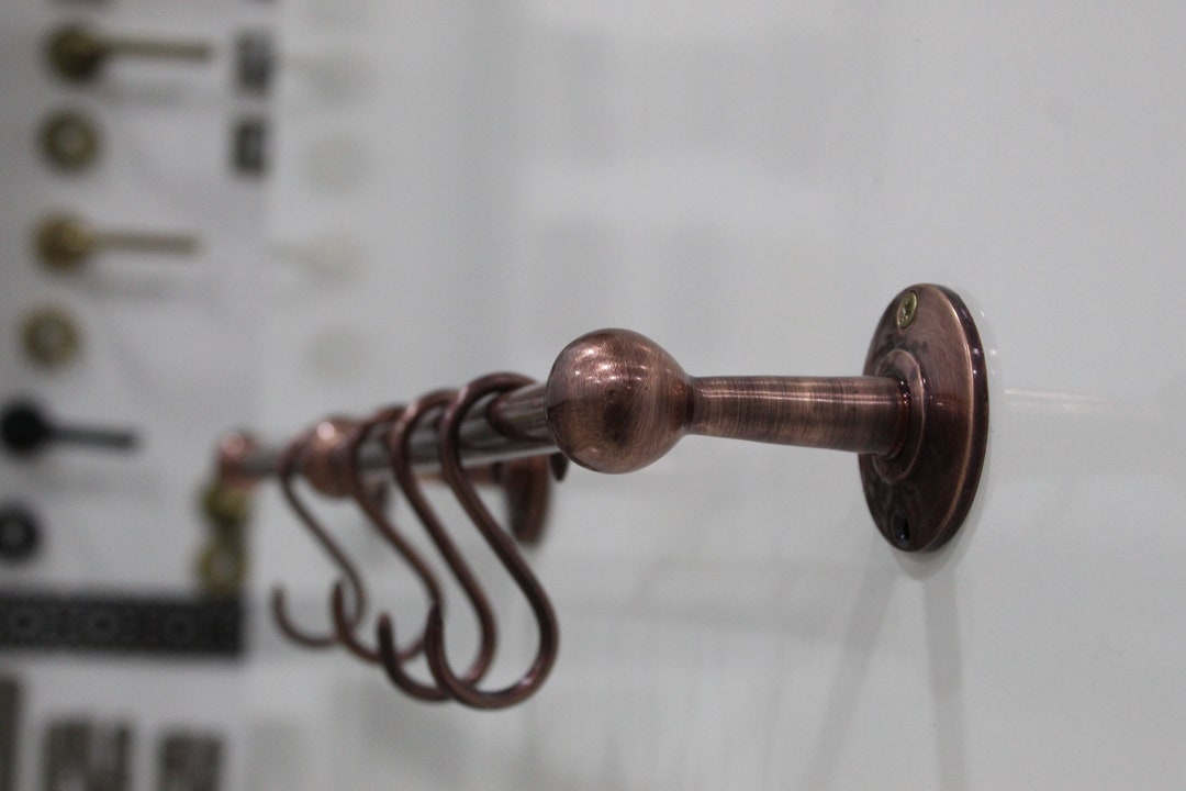 Antique Style Unlacquered Copper Pot Rack Vintage Handmade Gold Copper ...