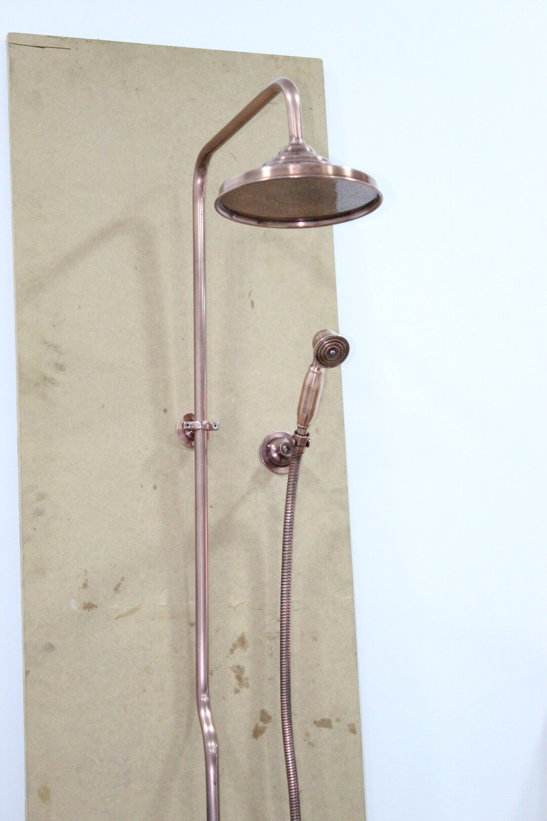 Copper Shower System With Handheld Sprayer, Vintage Rain Showerhead ...