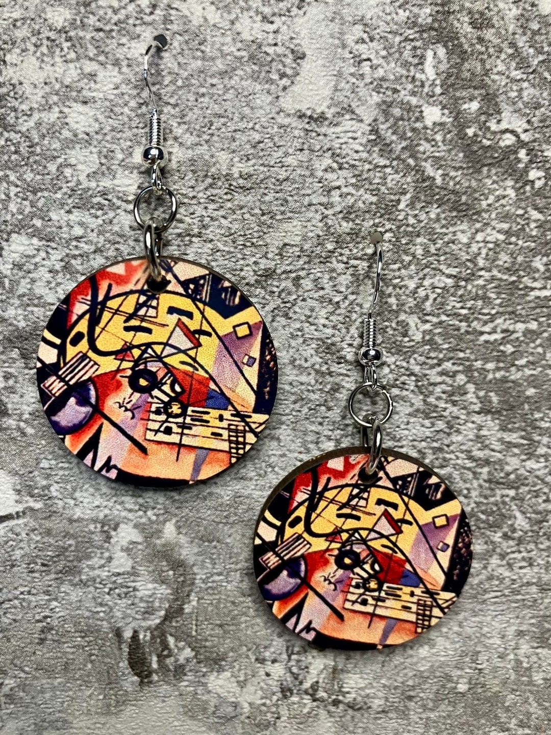 Abstract Art Earrings , Kandinsky Statement Earrings, Novelty Earrings ...