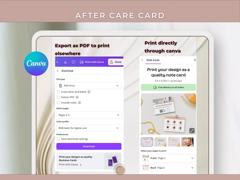 Post Treatment Recovery Card Template, Editable Esthetician Aftercare ...