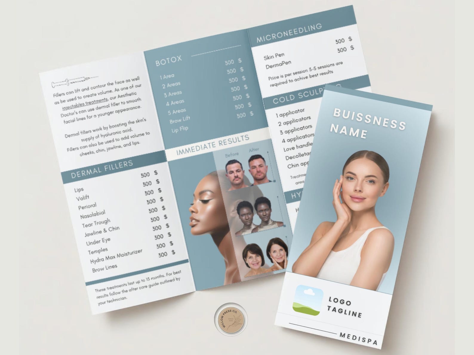 Editable Medspa Trifold Brochure Canva Template – Price List, Botox ...