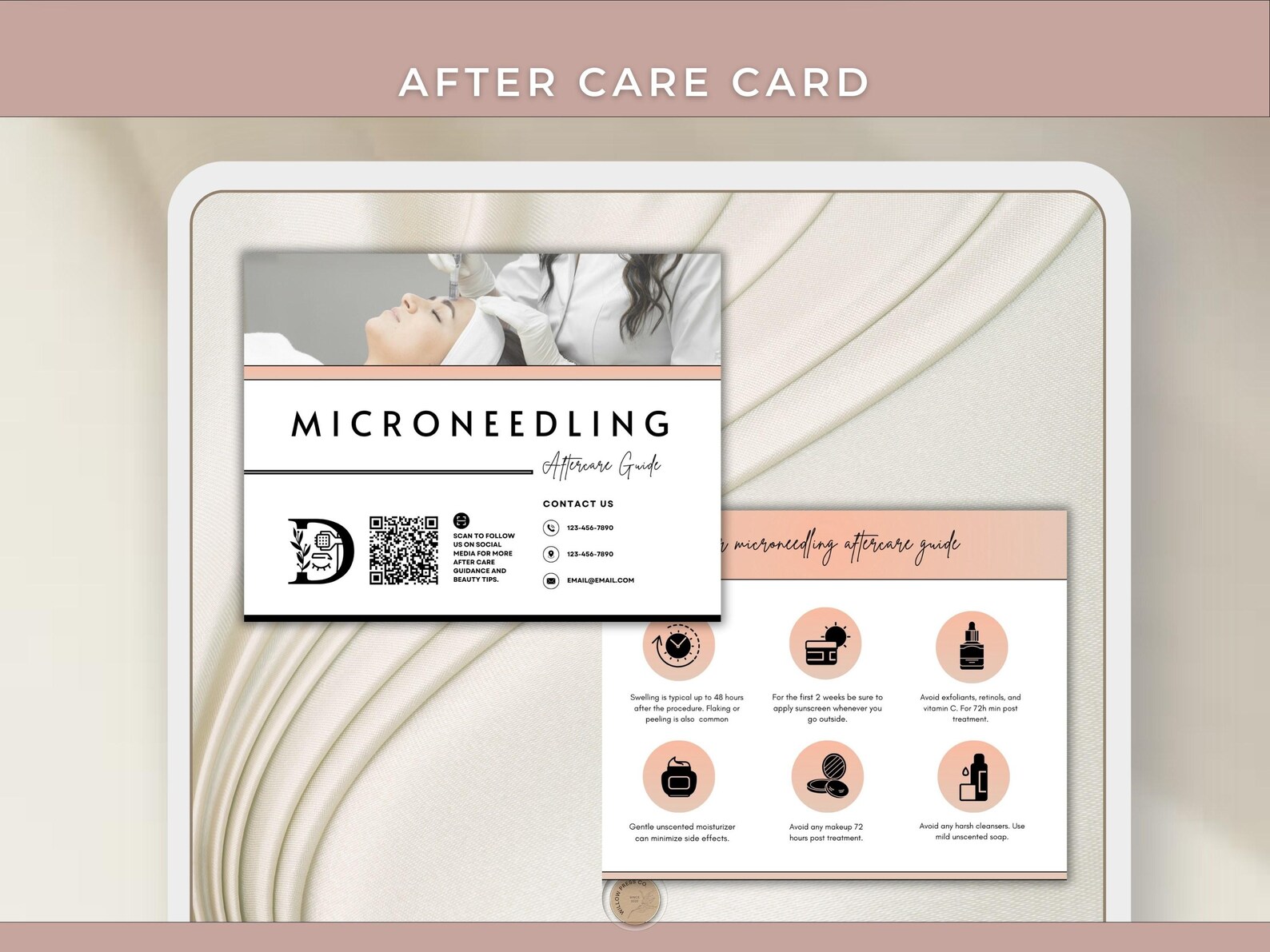 Post Treatment Recovery Card Template, Editable Esthetician Aftercare ...