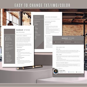 Modern Resume Template: Clean CV With Cover Letter (digital Download ...