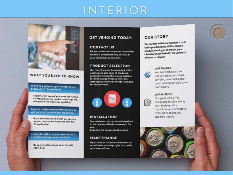 Vending Machine Business Trifold Brochure Template (canva Editable) - Etsy