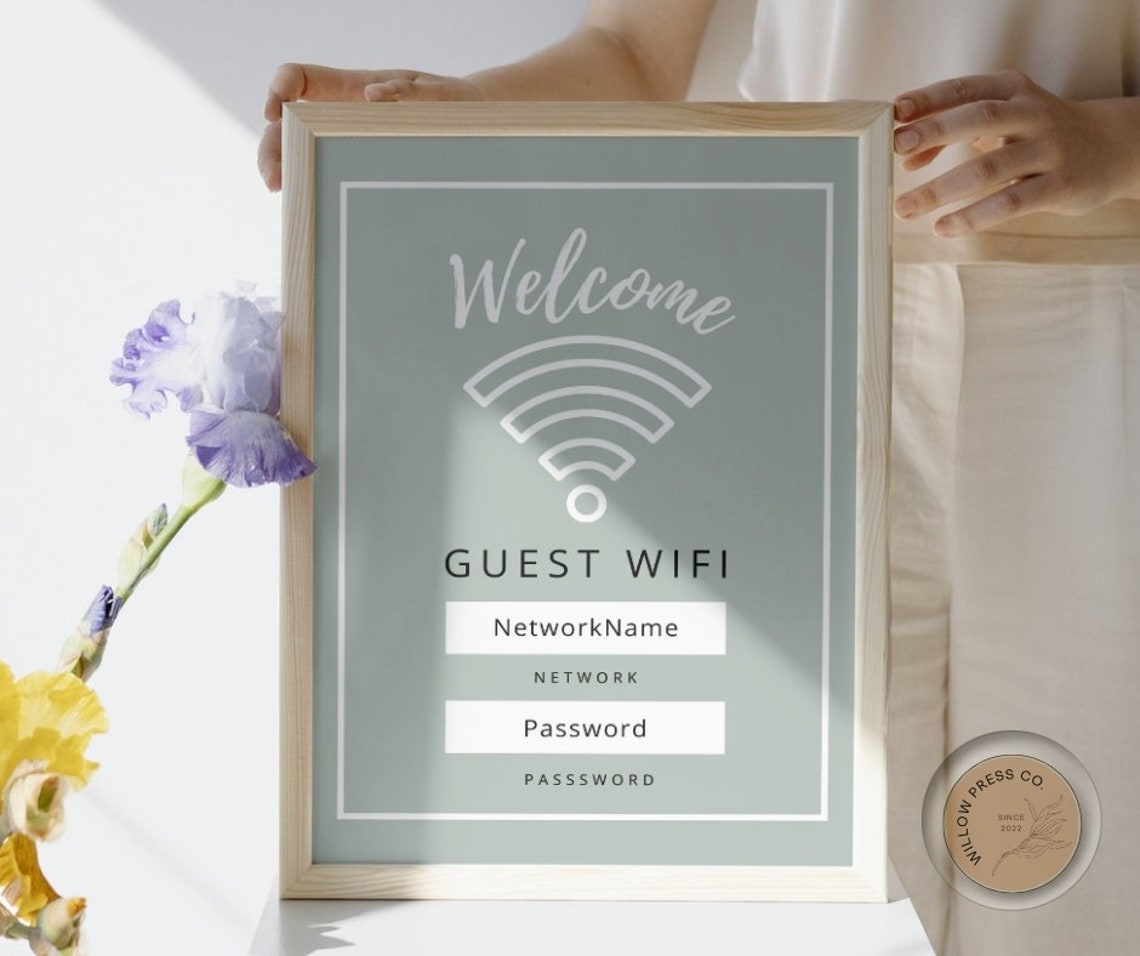 Editable Wifi Password Sign Template: Guest Room Decor (digital ...