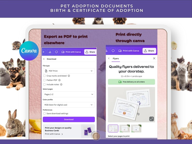 Pet Adoption Certificate: Customizable Keepsake (digital Download) - Etsy